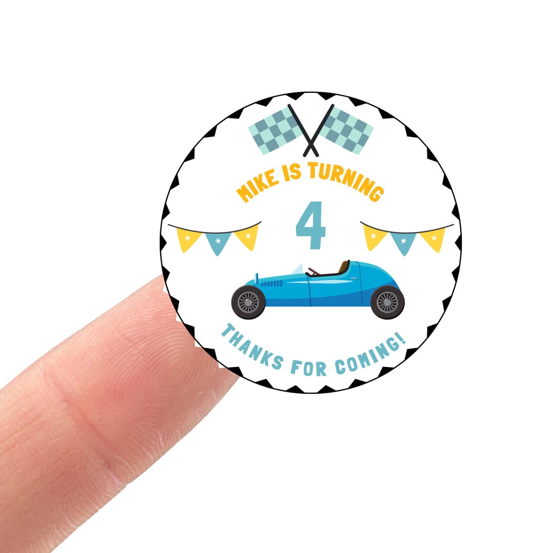 Race Car Sticker - Car Birthday Decoration, Celebration Sticker, Custom ...