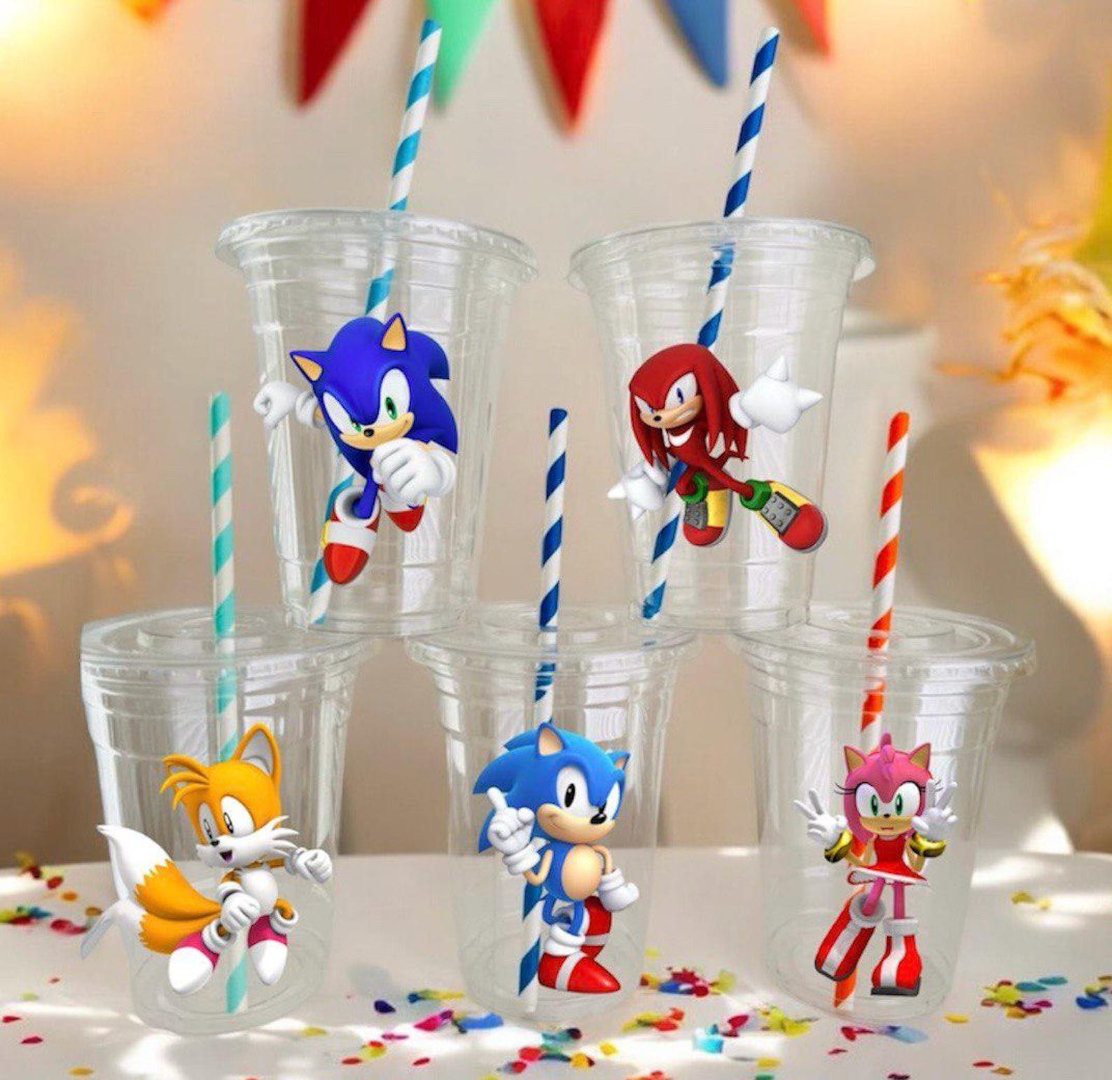 Sonic Birthday Party Cups – Themed Disposable Cups With Straws - Etsy