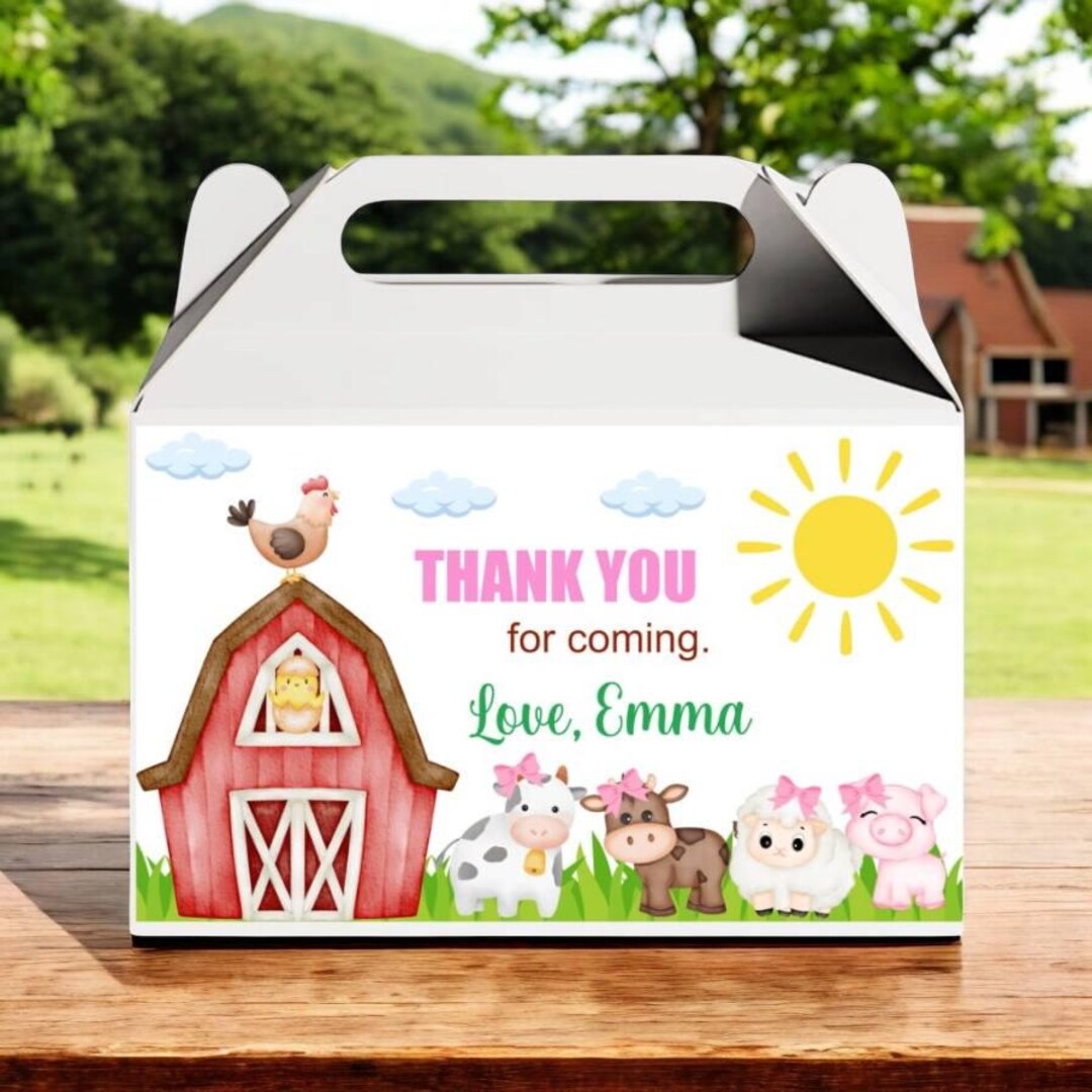 Personalized Farm Gable Box – Birthday Party Favor, Treat Goodie Bag - Etsy