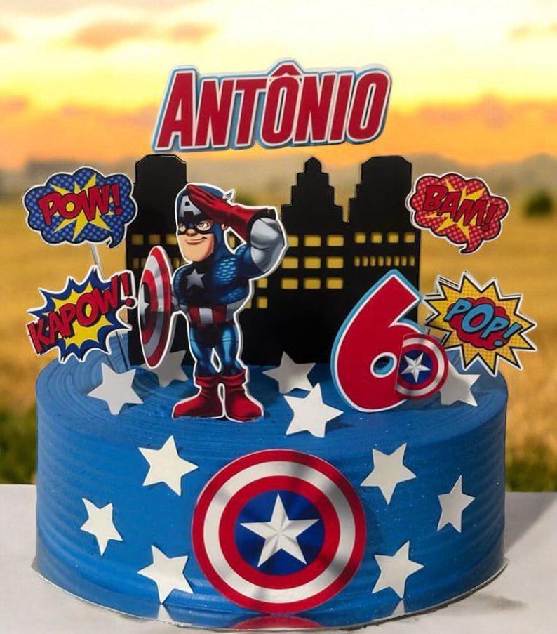 Personalized Captain America Birthday Cake Topper - Etsy