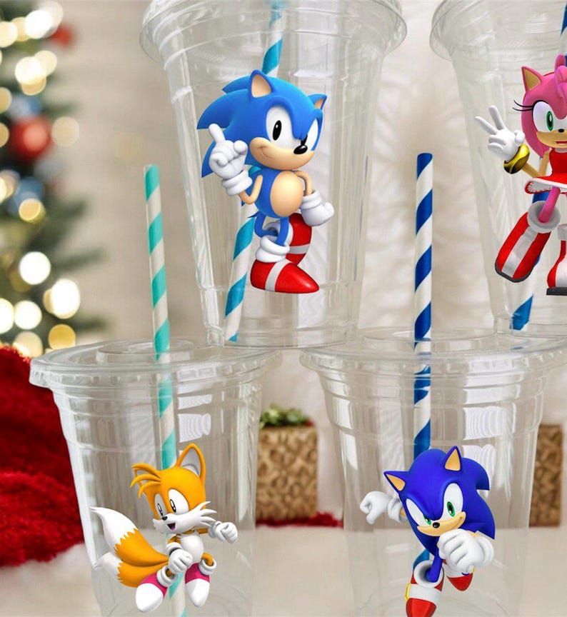 Sonic Birthday Party Cups – Themed Disposable Cups With Straws - Etsy