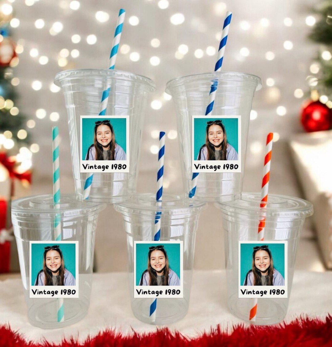 Custom Photo Birthday Party Cups – Personalized Disposable Plastic Cups ...