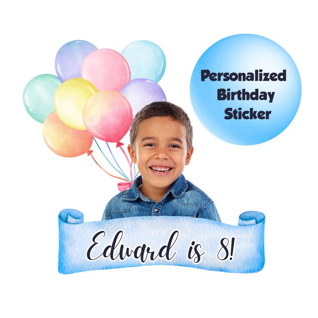 Custom Kid's Face Birthday Sticker – Personalized Party Favor Label - Etsy