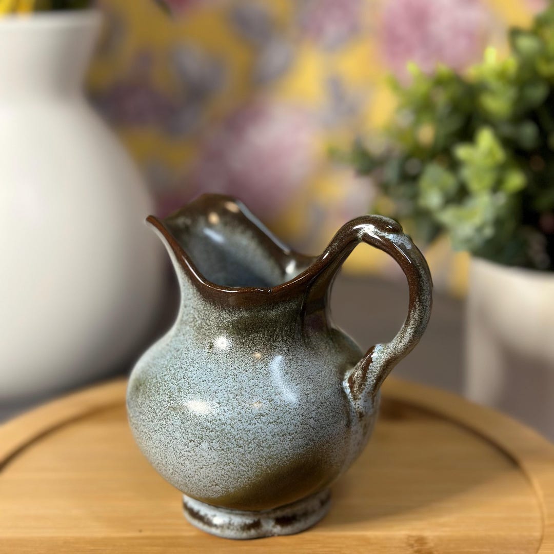 Frankoma Pottery Small Pitcher Creamer in Woodland Moss Blue/grey ...