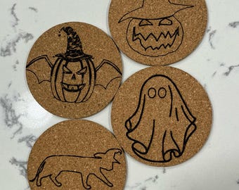 Laser Engraved Optical Illusion Cork Coasters - Set of 4 | Unique & Eco ...