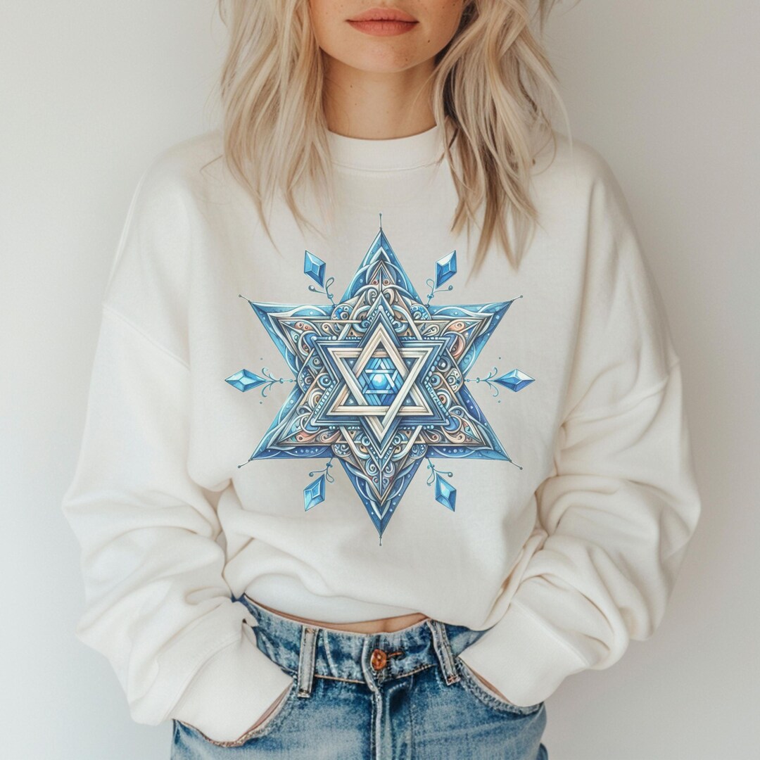 Blue and Gold Star of David Crewneck Sweatshirt - Etsy