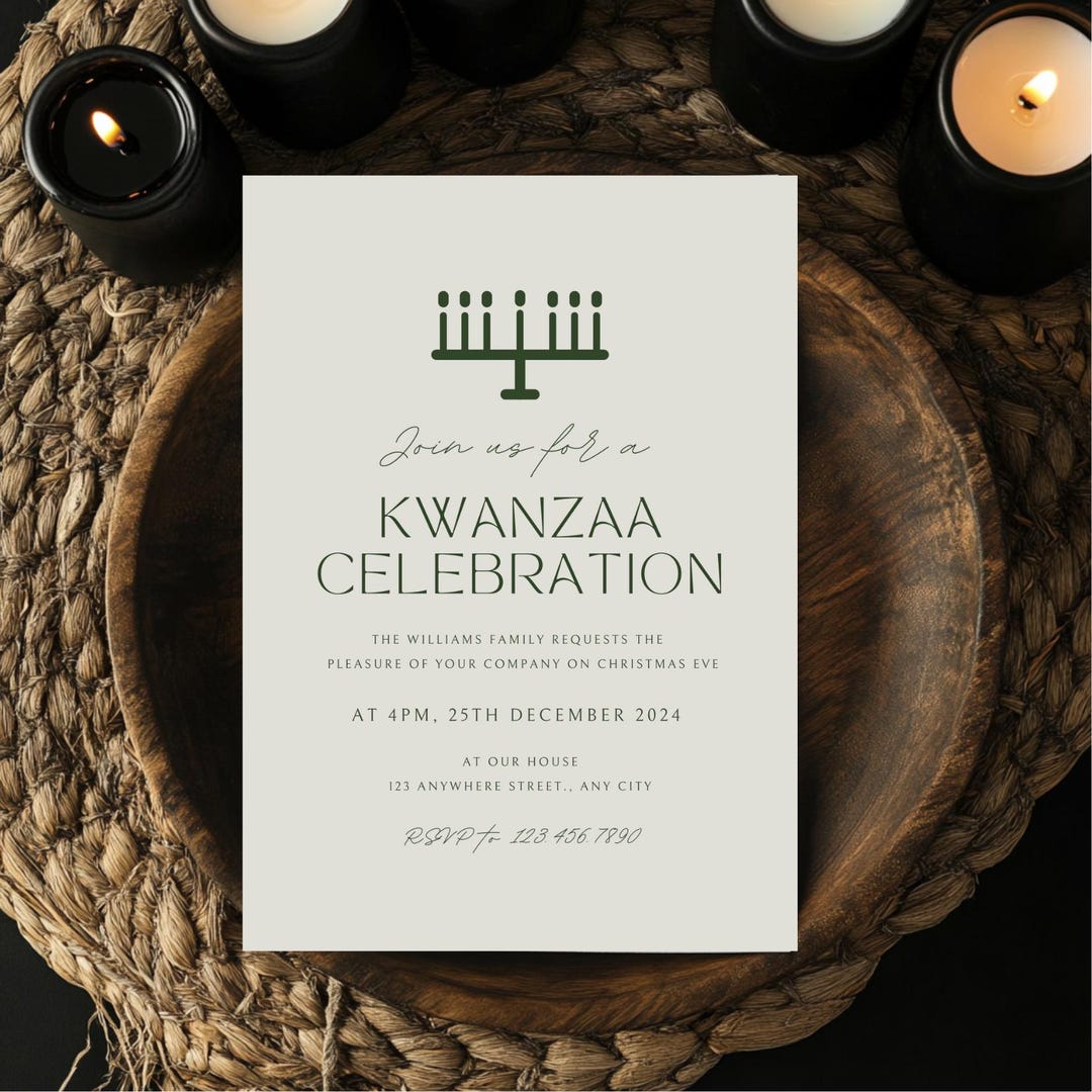 Kwanzaa Celebration Invitation Template - Canva Template - Digital ...