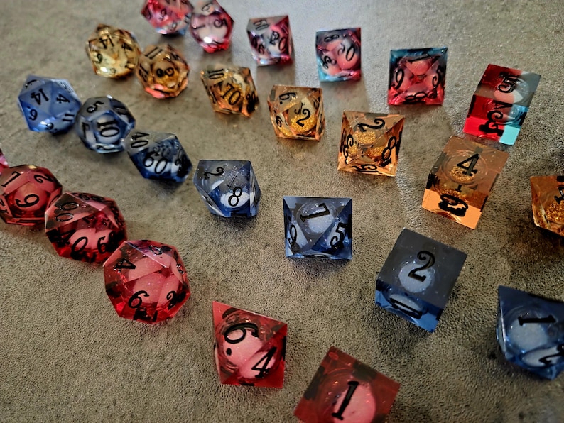 Liquid Core D&D Dice Set: Astral Fusion Blue Red Moon Star Sharp Edge ...