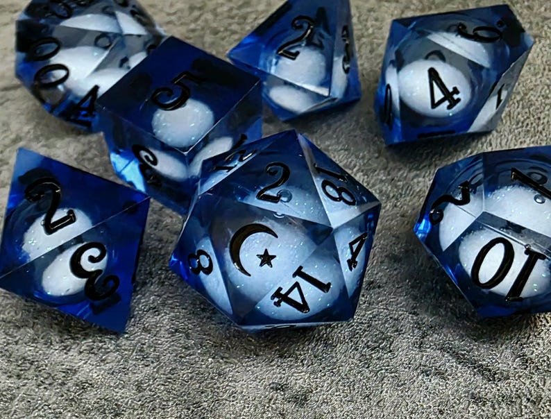 Nebula Moon Liquid Core Dice Set: Sharp Edge D&D Dice - Etsy