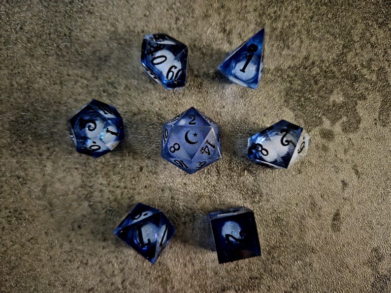 Liquid Core D&D Dice Set: Astral Fusion Blue Red Moon Star Sharp Edge ...