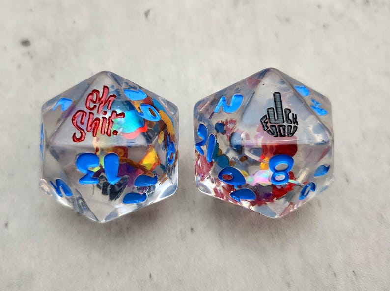 Chonk D20 Dice Middle Finger Confetti, D&D Gaming (34mm) - Etsy