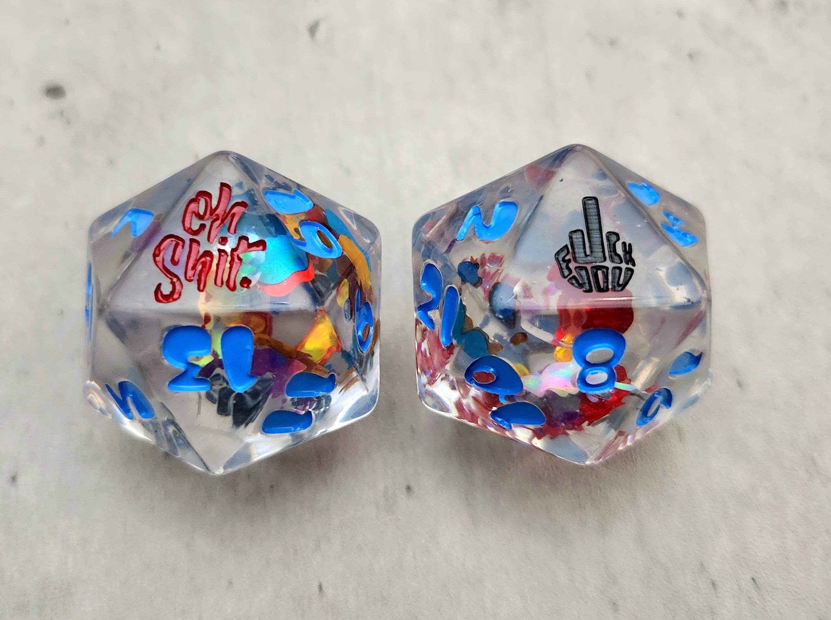 Chonk D20 Dice Middle Finger Confetti, D&D Gaming (34mm) - Etsy