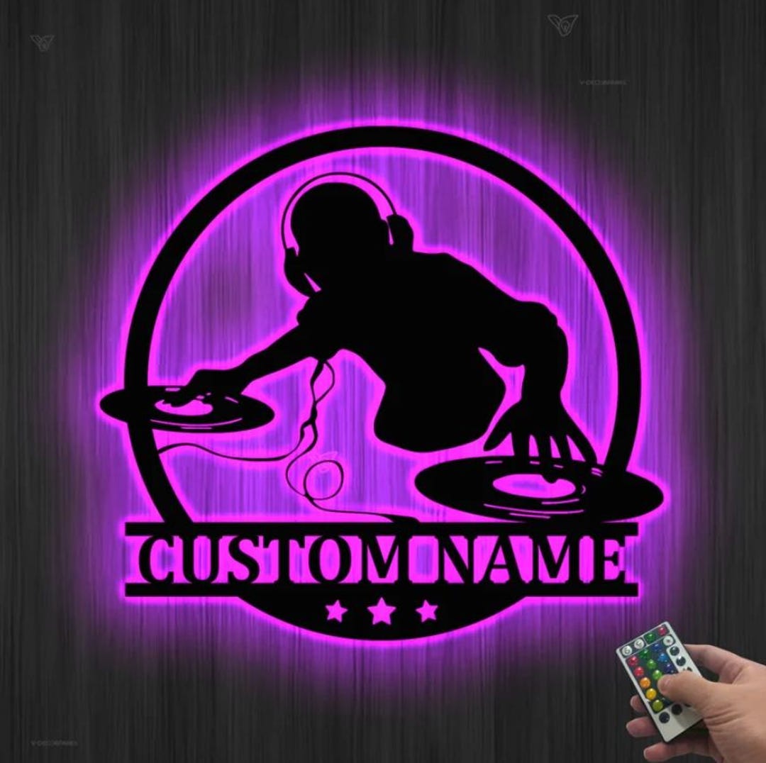 Custom DJ Metal Wall Art With LED Light, Disc Jockey Gift, Music Lovers ...