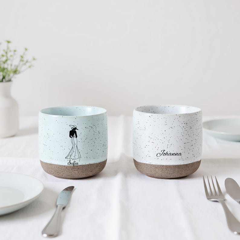 Custom Logo Cup 6oz, Personalized Speckled Ceramic Cup for Women ...