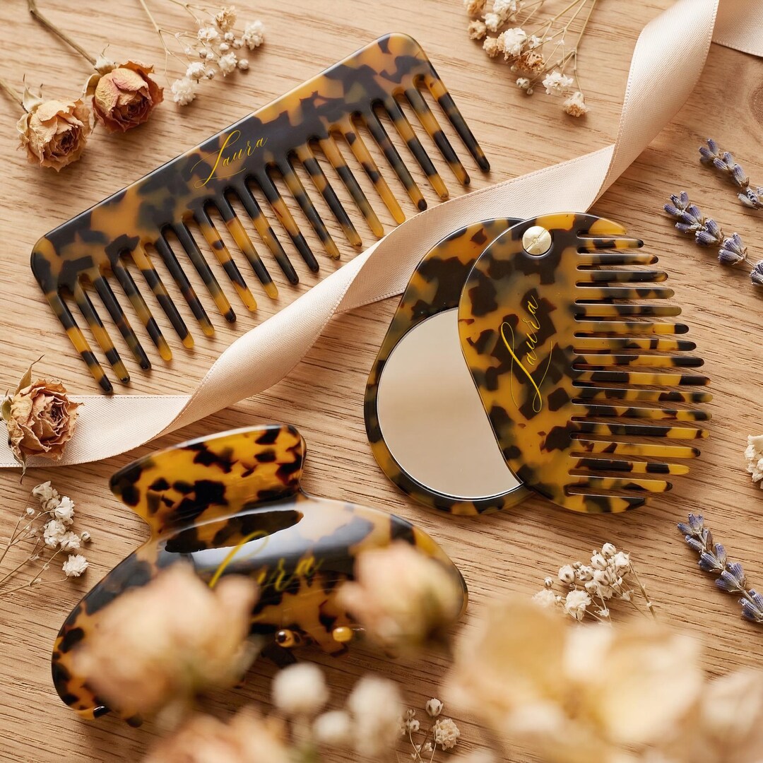 Wedding Bridesmaids Gift, Custom Hair Comb, Custom Initial Acetate Hair ...