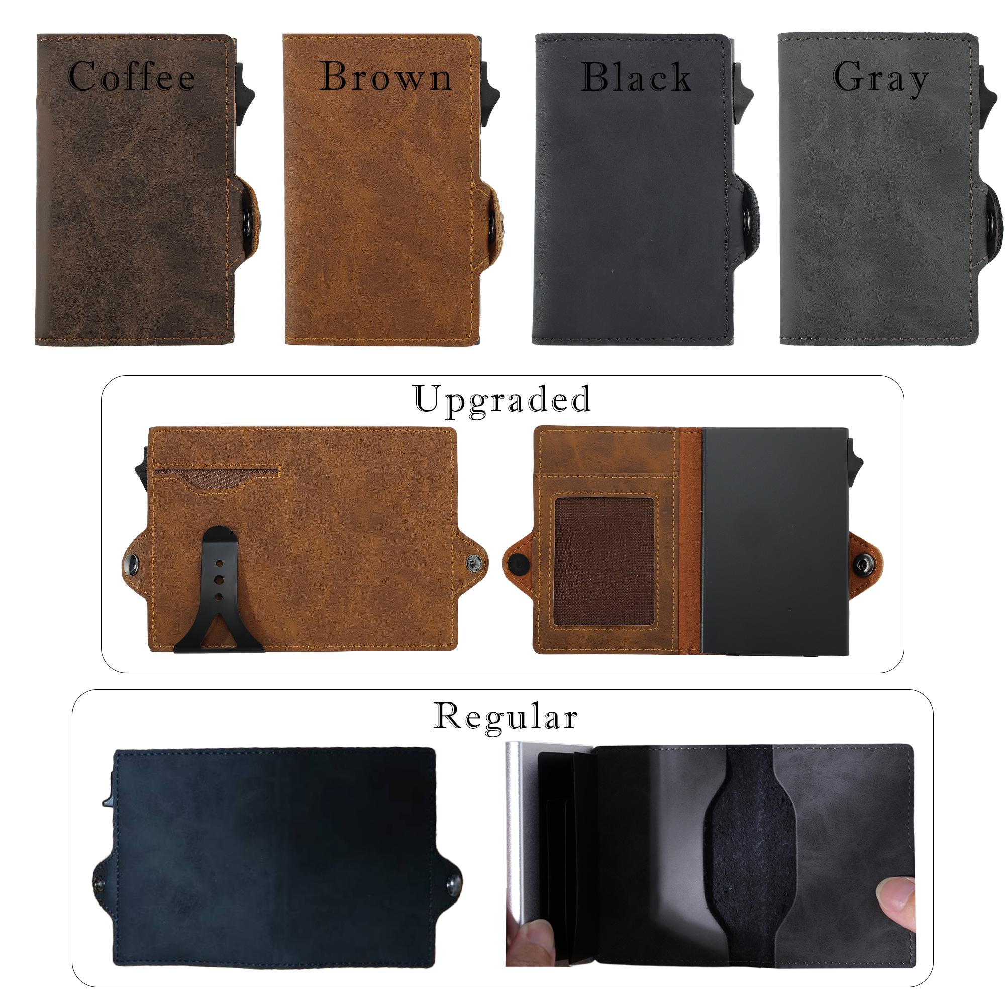 Custom Card Holder Wallet, Premium Leather & Aluminum, Laser Engraved ...