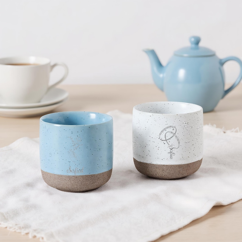 Custom Logo Cup 6oz, Personalized Speckled Ceramic Cup for Women ...