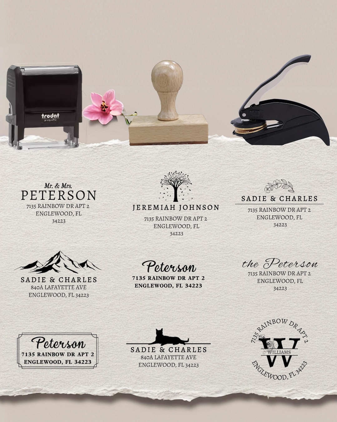 Personalized Address Embosser Stamp Self Inking Stamp Return Address ...