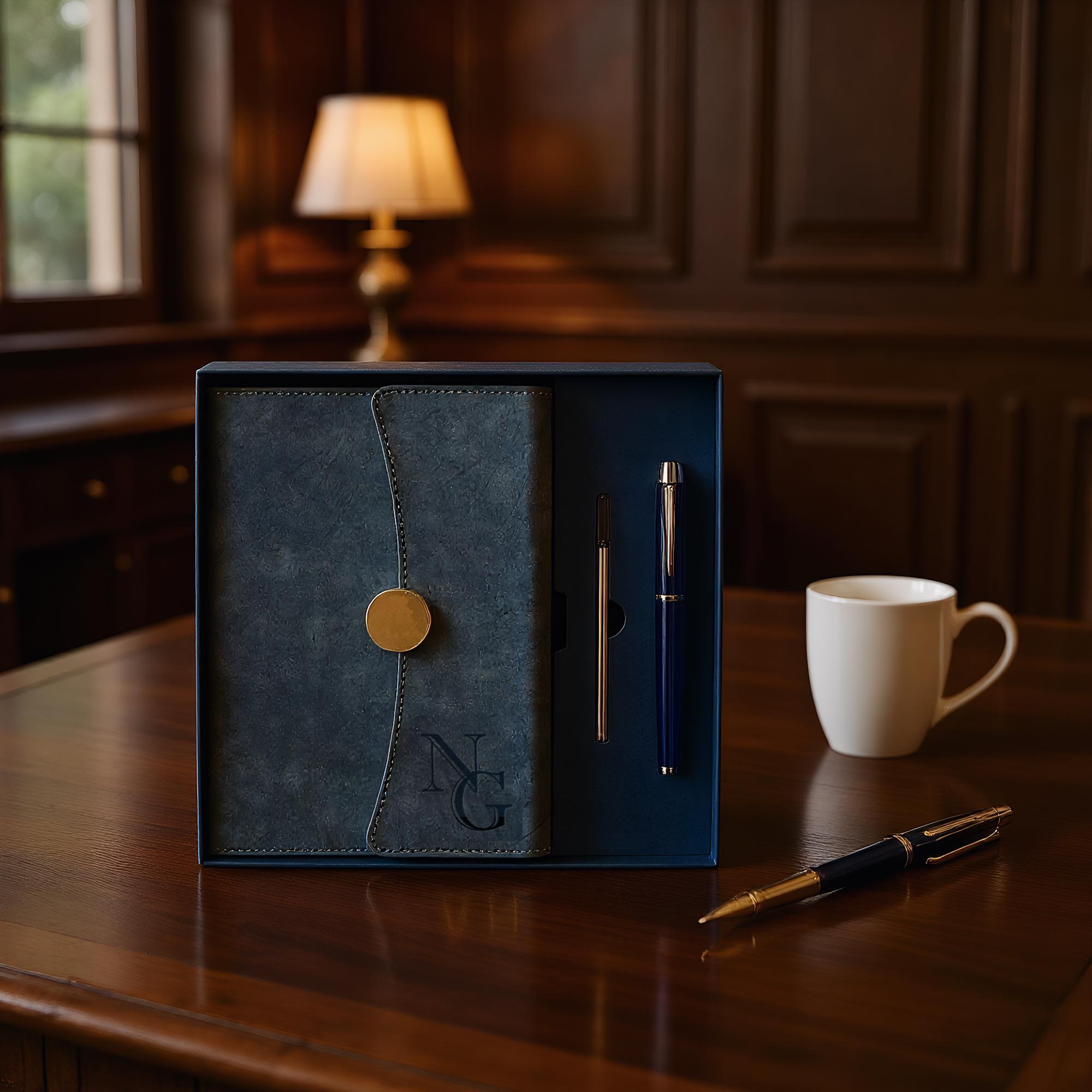 Luxury Leather Notebook Gift Set, Custom Engraved Journal, Executive ...