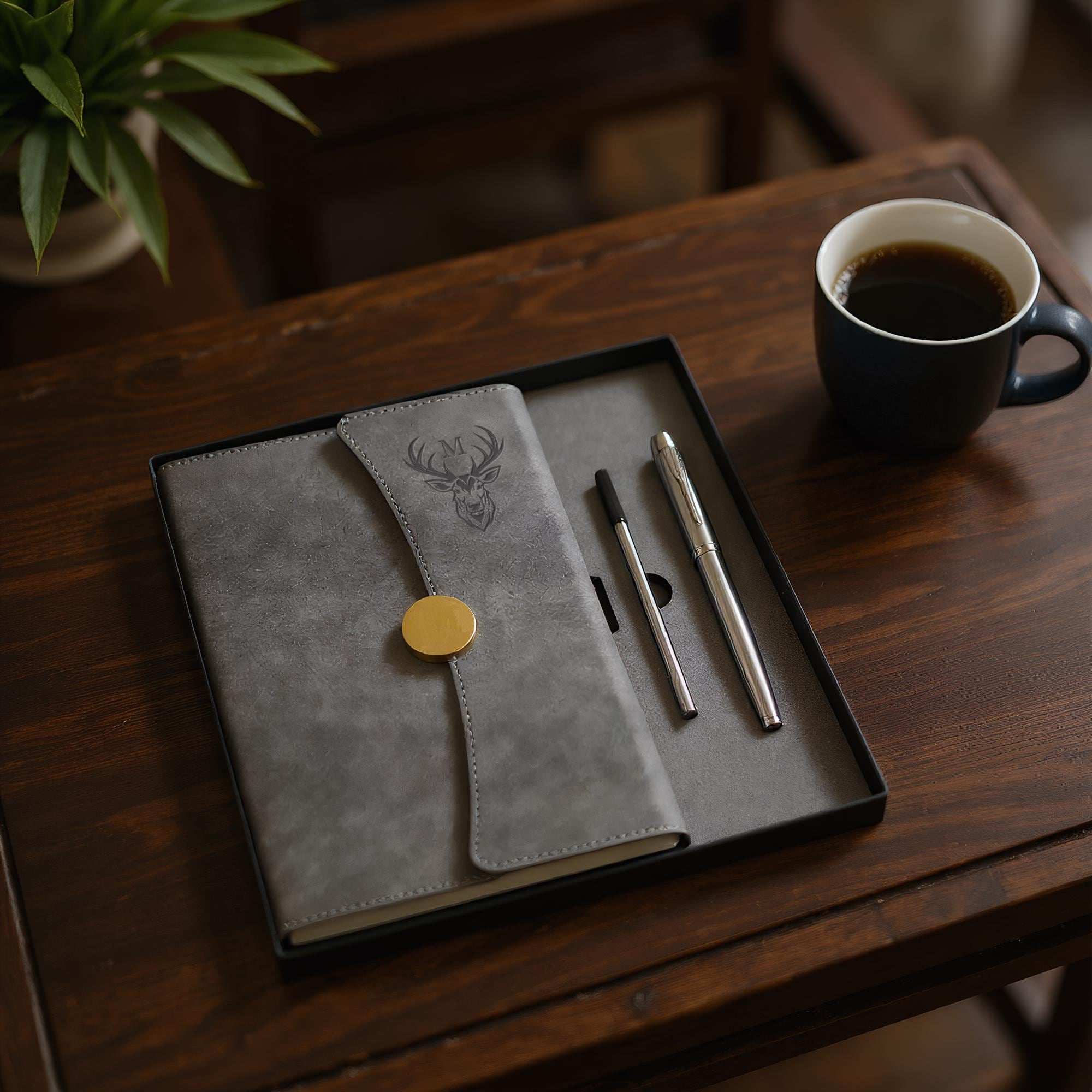 Luxury Leather Notebook Gift Set, Custom Engraved Journal, Executive ...