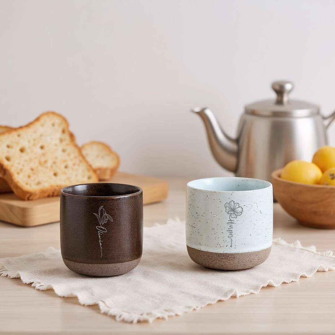 Personalized Speckled Ceramic Cup, Custom Delicate Vine Patterns Mug ...