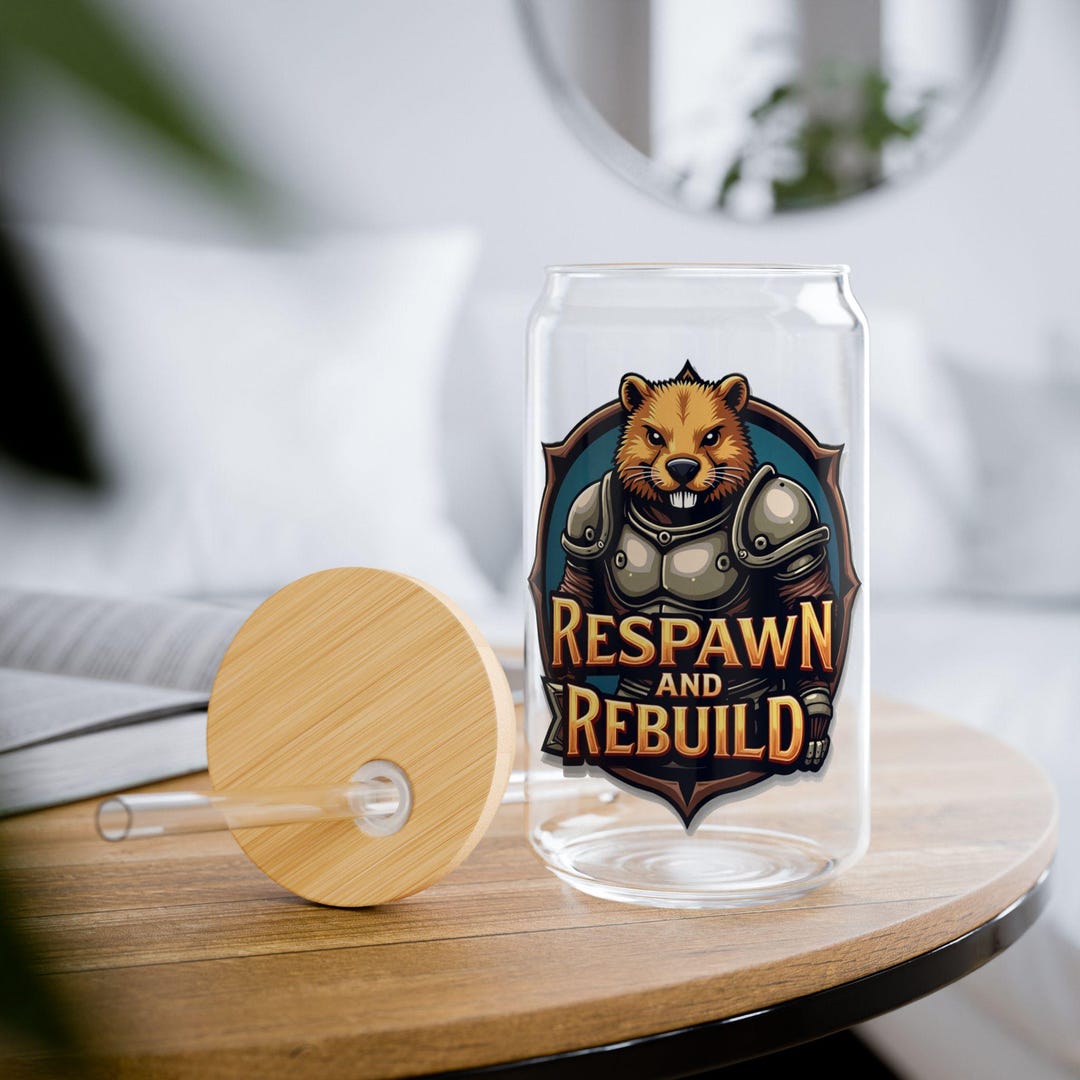 Gamer Sipper Glass, 16oz, Beaver Theme, "respawn and Rebuild", Video ...