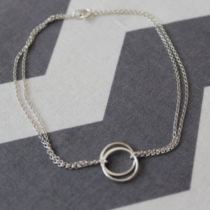 Sterling Silver Double Circle Petite Sterling Silver Double Chain Bracelet, Simple Circle ...