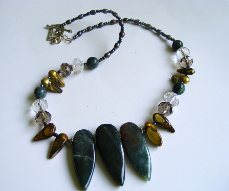 India Agate Teardrop Dagger Freshwater Pearls Beaded Boho Ladies ...