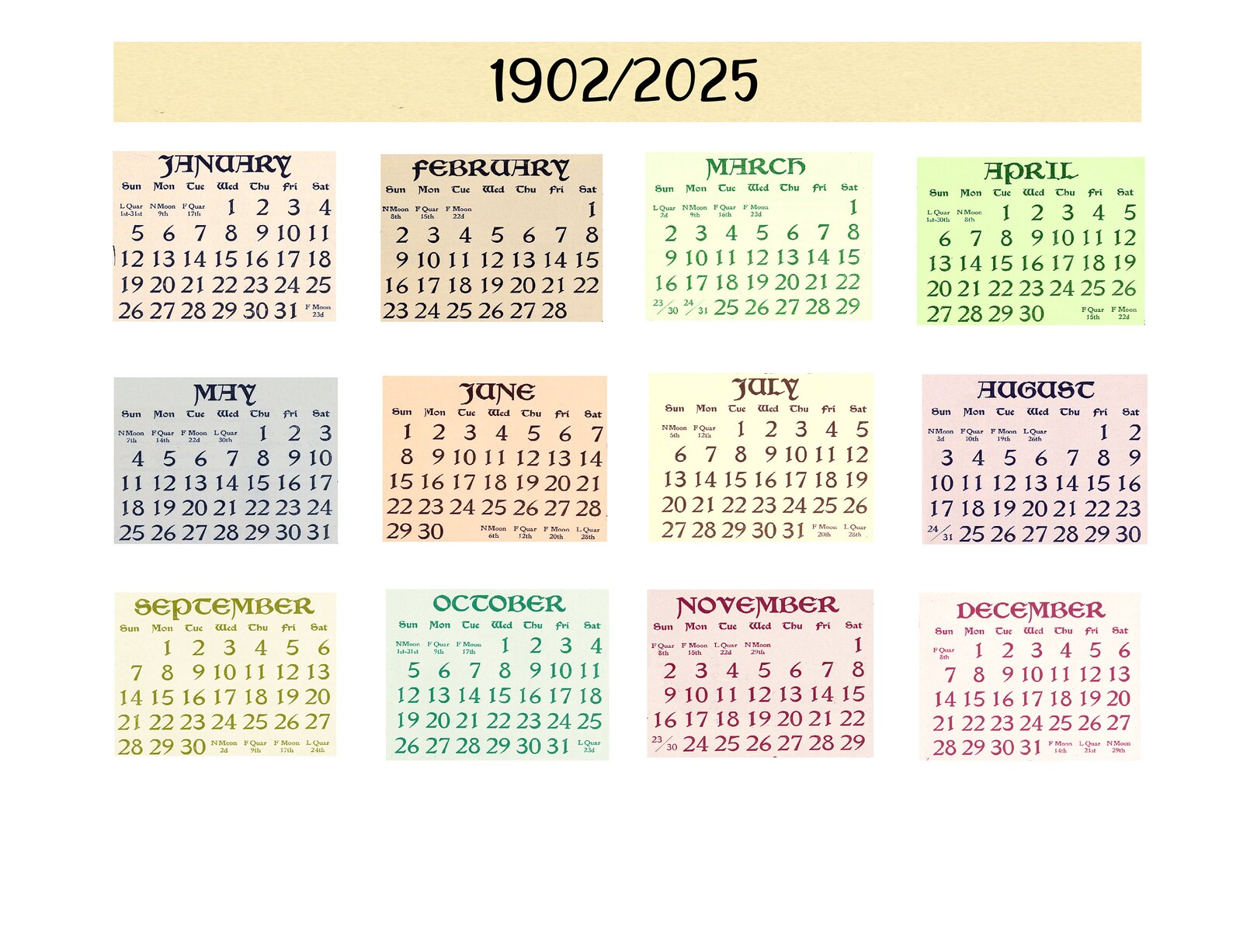 1902/2025 Calendar Ephemera: Vintage Images for Journals (digital ...