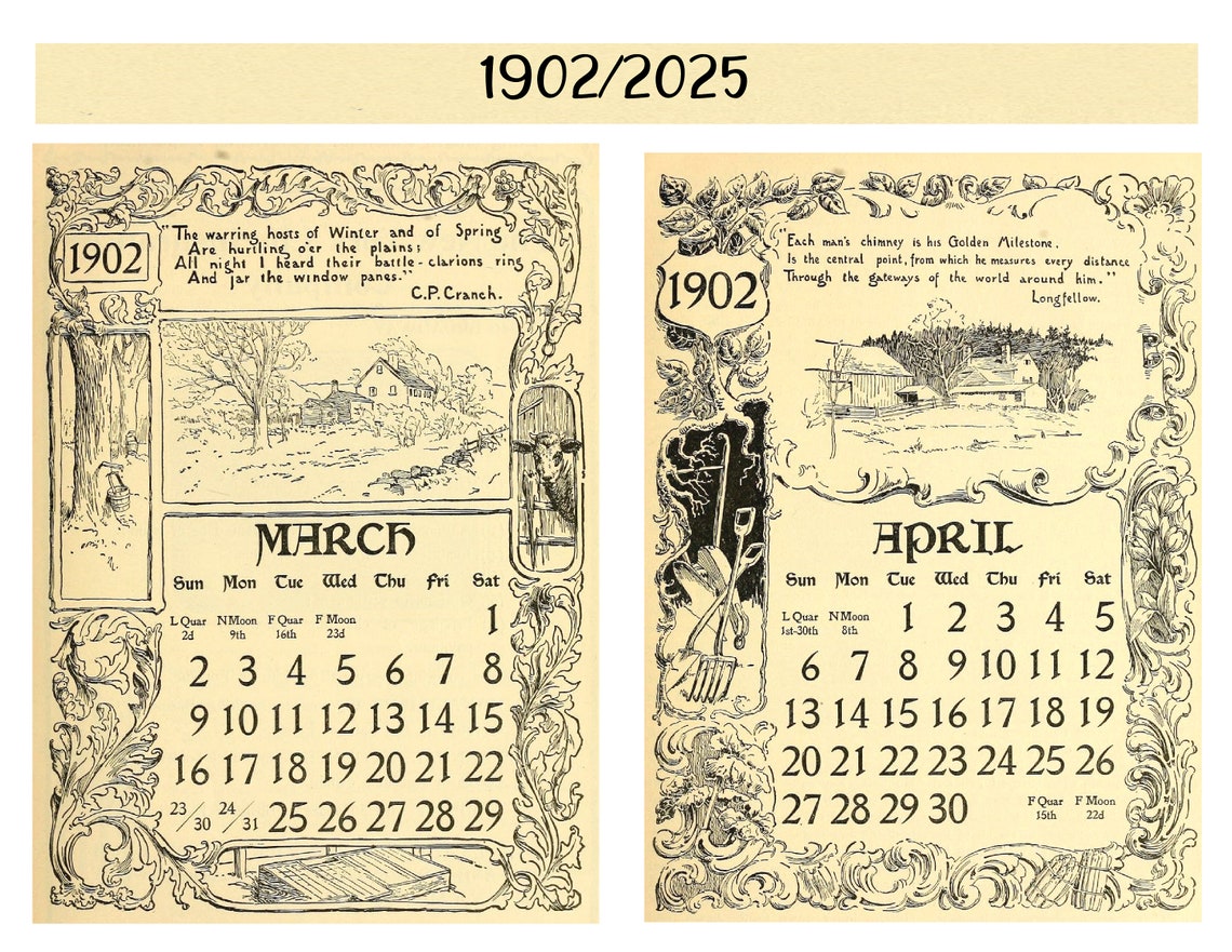 1902/2025 Calendar Ephemera: Vintage Images for Journals (digital ...
