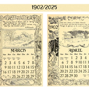 1902/2025 Calendar Ephemera: Vintage Images for Journals (digital ...
