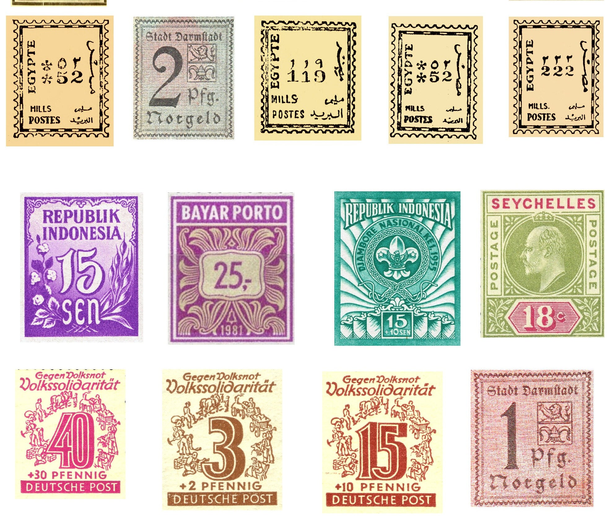 Vintage Number Stamps 3 Pages of Vintage Images for Junk Journals ...