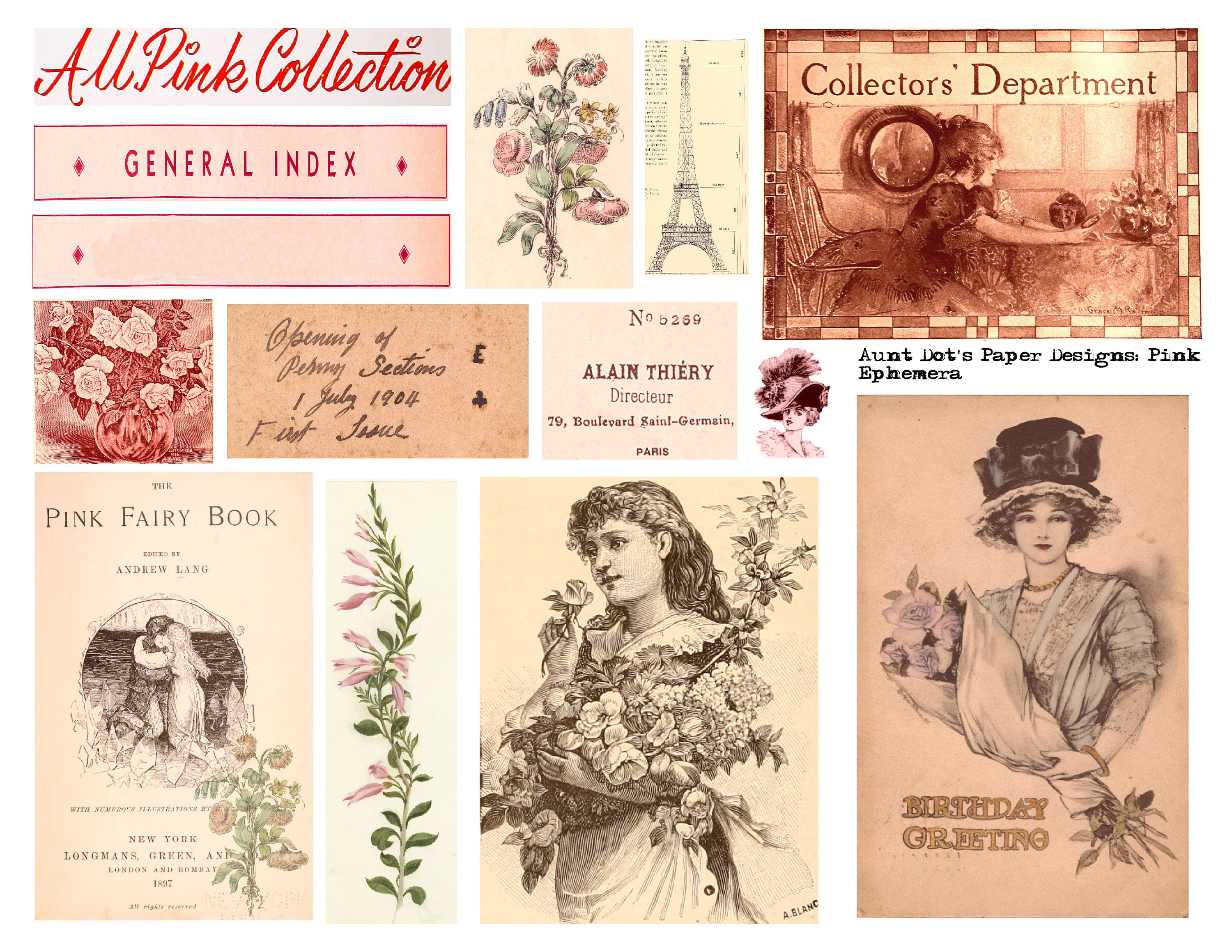 Perfectly Pink Ephemera 8 Pages of Vintage Images for Junk | Etsy