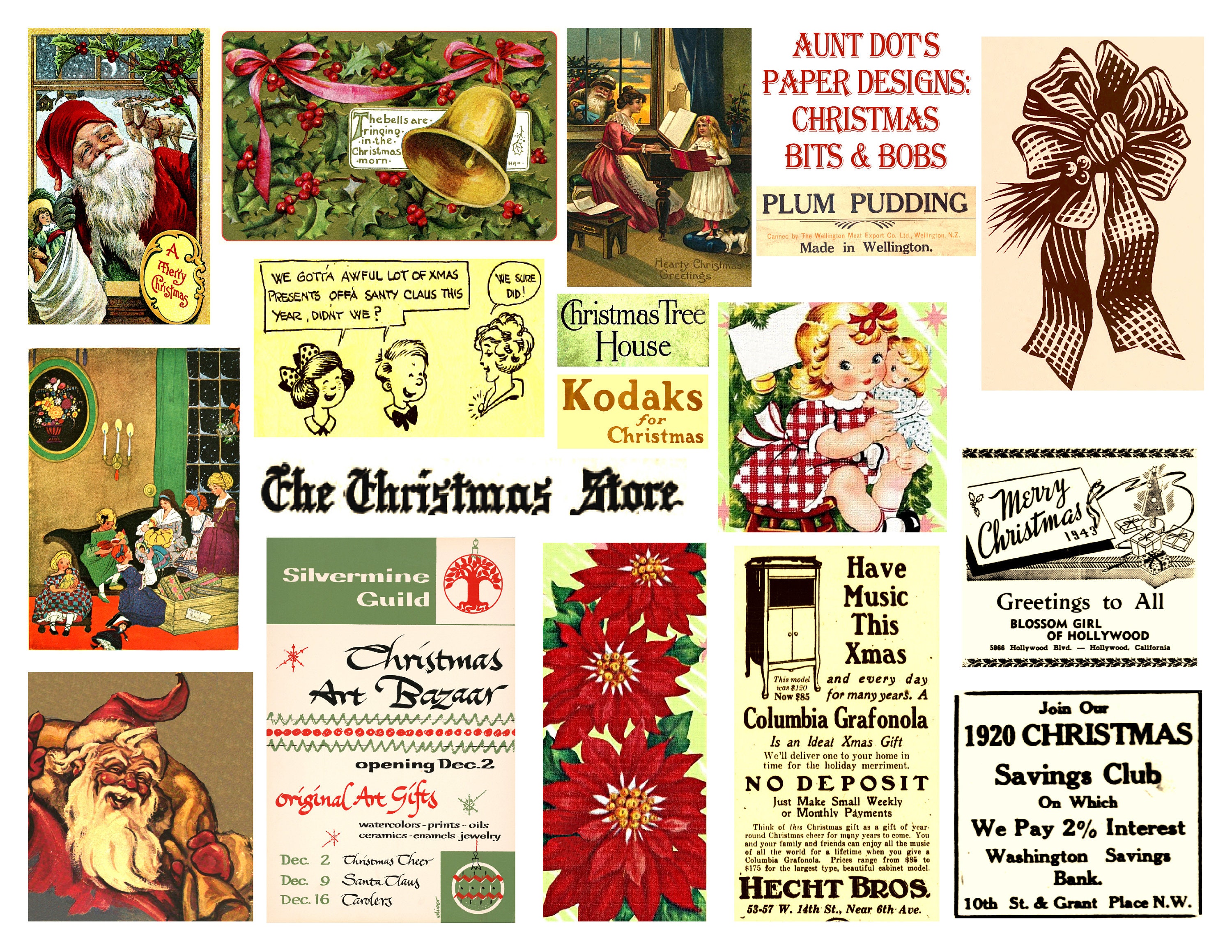 Christmas Bits & Bobs, 6 Pages of Images for Junk Journals, Papercrafts ...