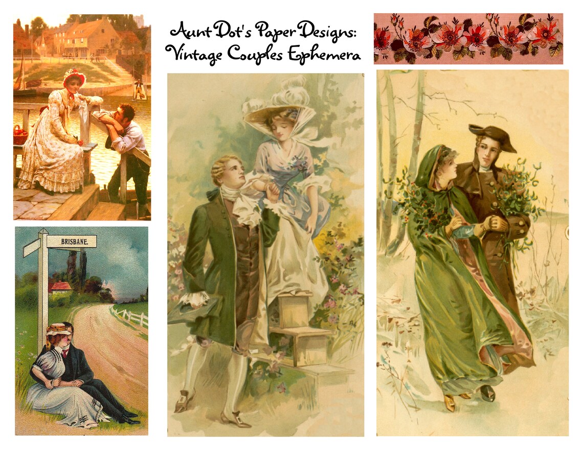 Vintage Couples 8 Pages of Digital Images for Papercrafts Valentine's ...