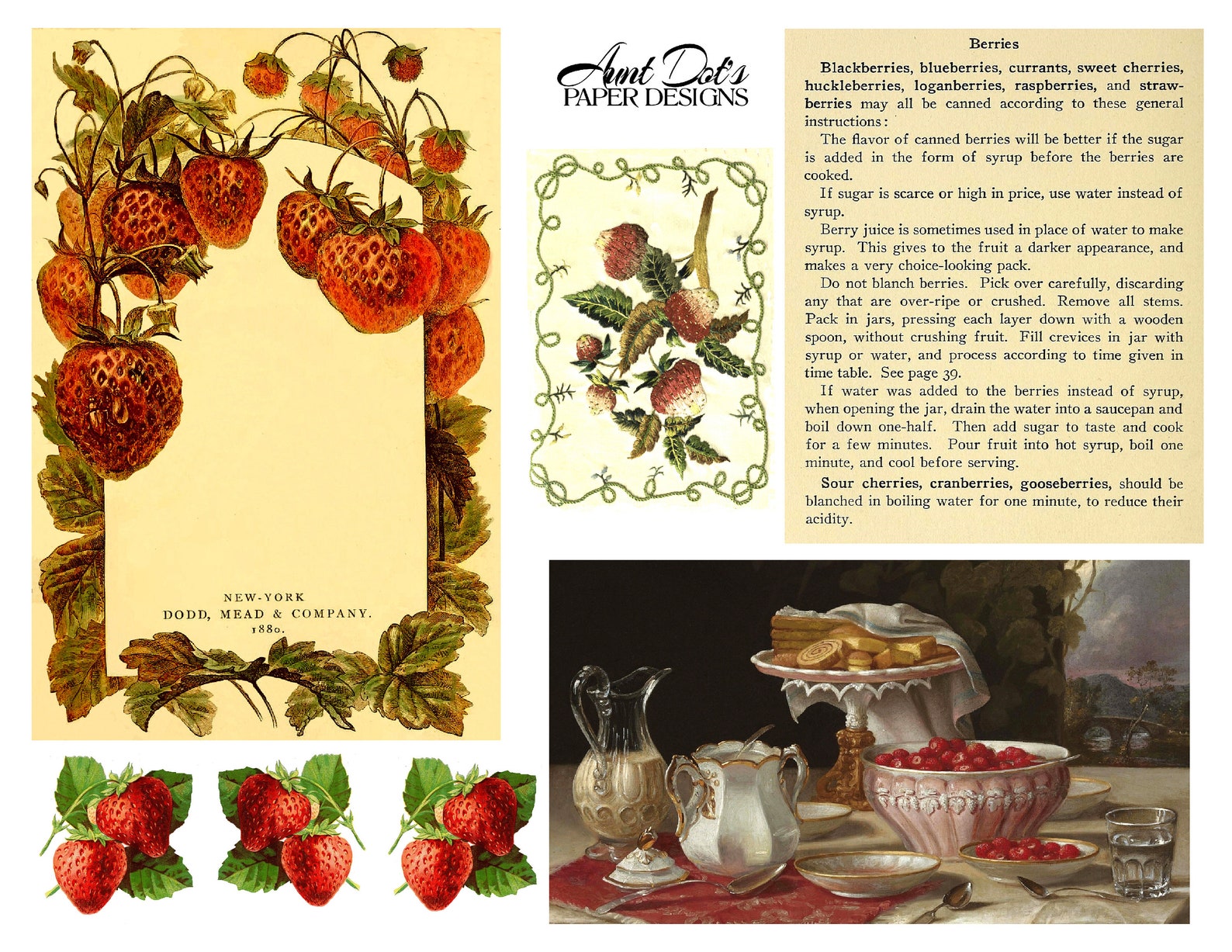 Strawberry Ephemera 7 Pages of Vintage Images for Junk Journals and ...