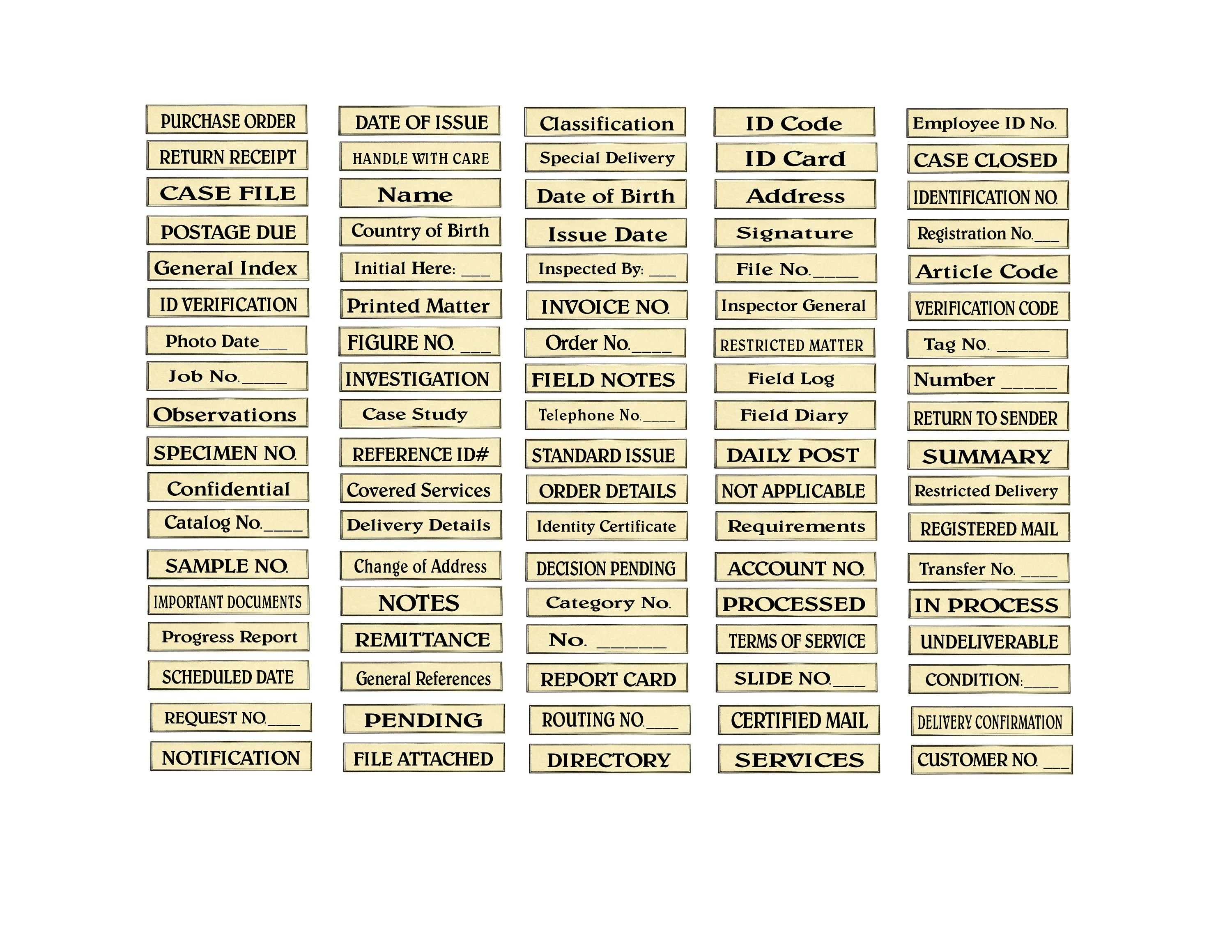 Official Words and Phrases Vintage Look Labels in 2 Sizes and 2 Fonts ...