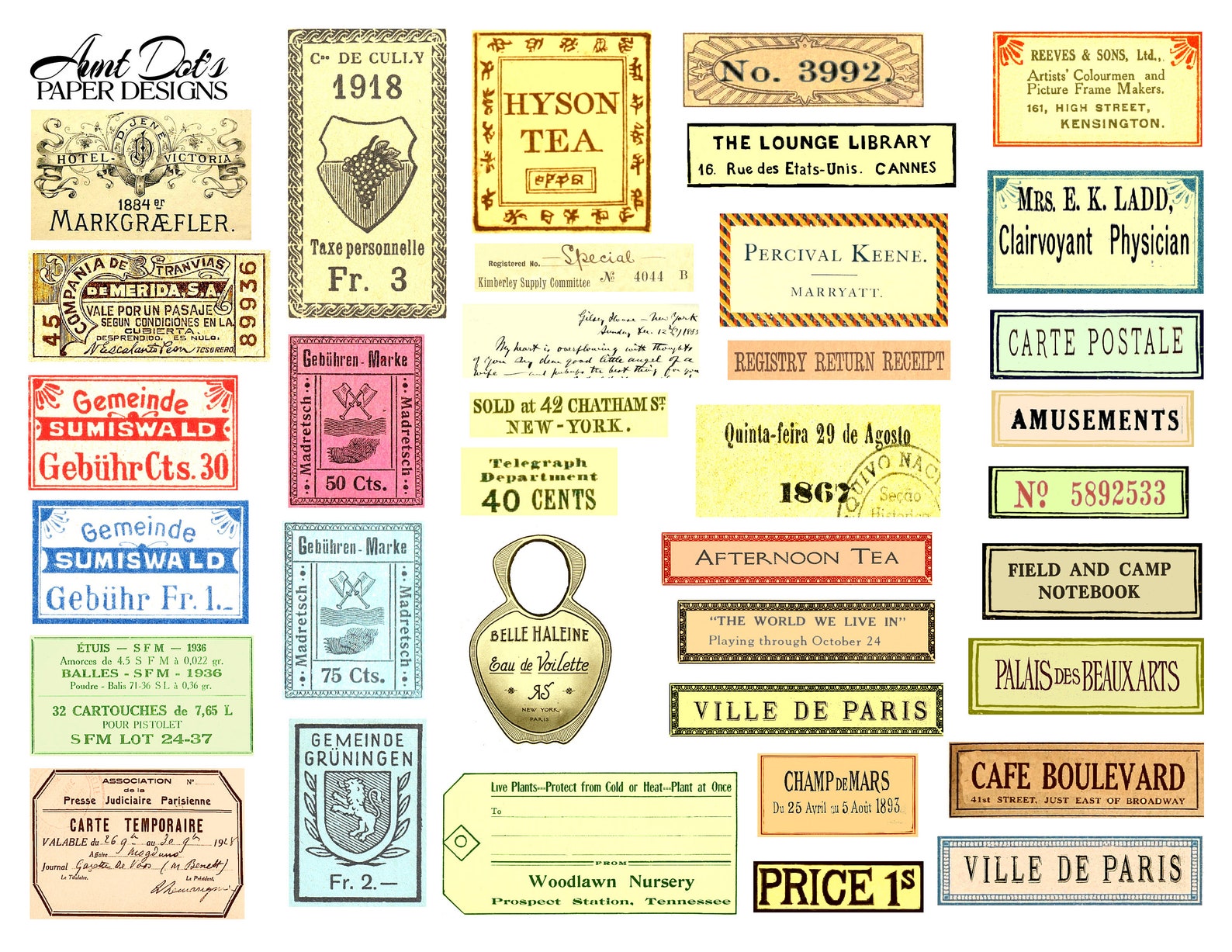 Random Vintage Labels 3 Pages of Embellishments for Junk Journals ...