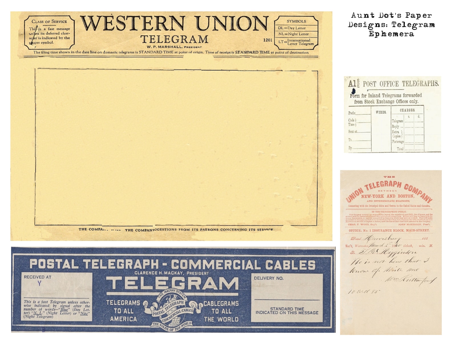 Telegram Telegraph Ephemera 10-page Digital Kit With 2 - Etsy