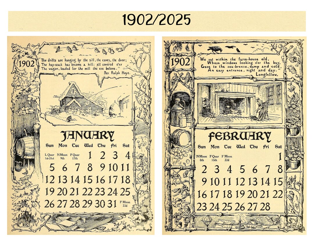 1902/2025 Calendar Ephemera: Vintage Images for Journals (digital ...