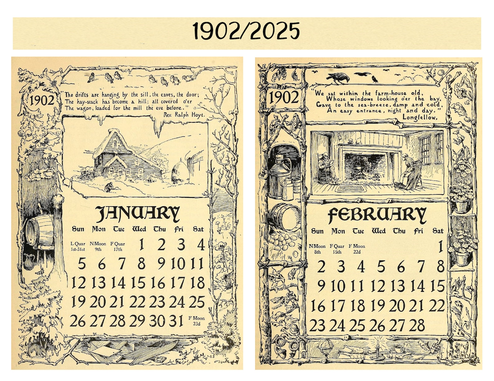 1902/2025 Calendar Ephemera: Vintage Images for Journals (digital ...