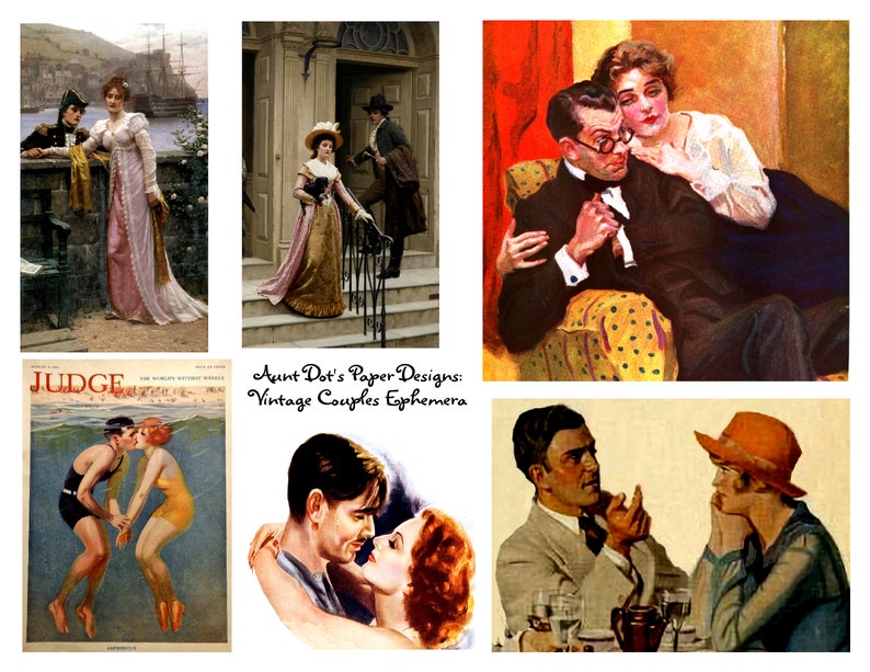 Vintage Couples 8 Pages of Digital Images for Papercrafts Valentine's ...