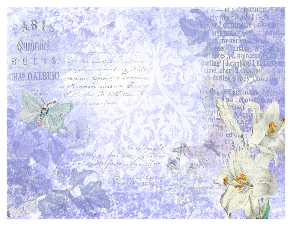 Blue Background/journal Pages 10 Pages for Junk Journals - Etsy