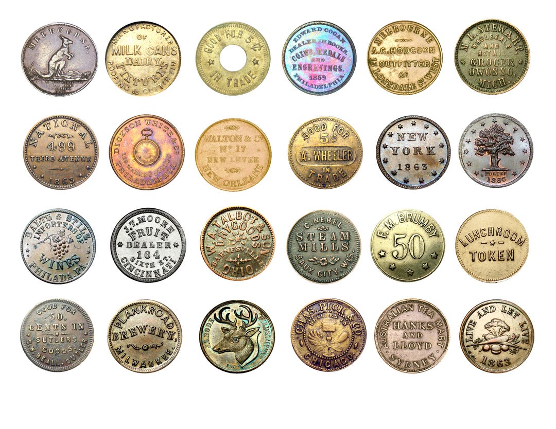 Antique TOKENS 5 Pages of Vintage Images for Junk Journals, Papercrafts ...