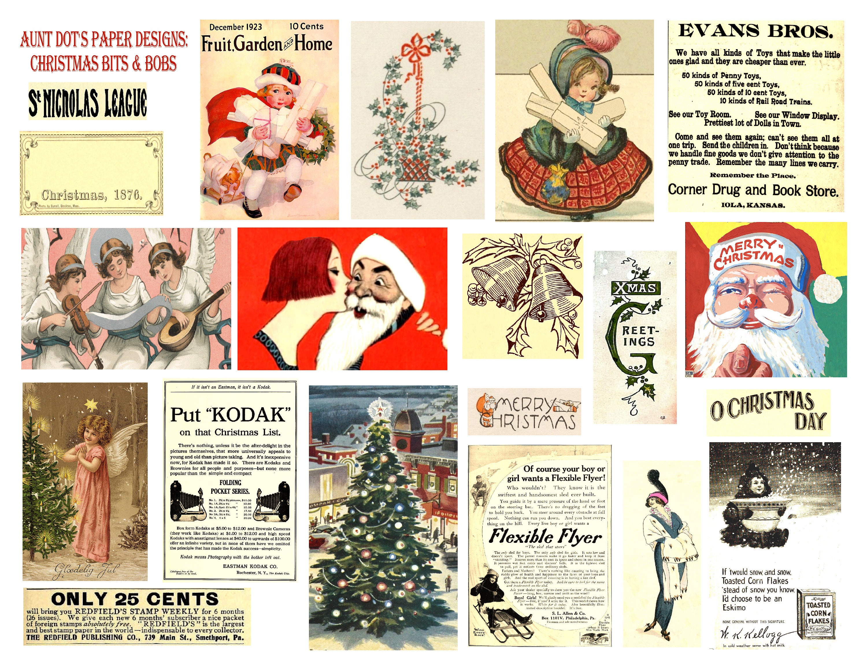 Christmas Bits & Bobs, 6 Pages of Images for Junk Journals, Papercrafts ...