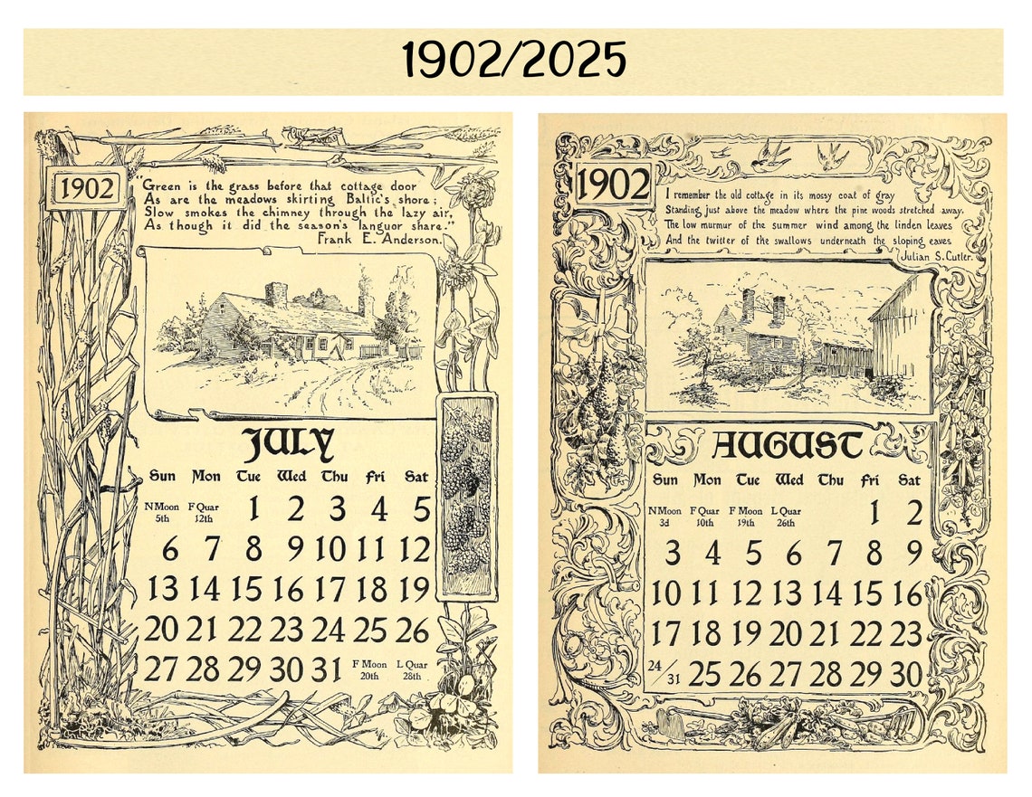 1902/2025 Calendar Ephemera: Vintage Images for Journals (digital ...