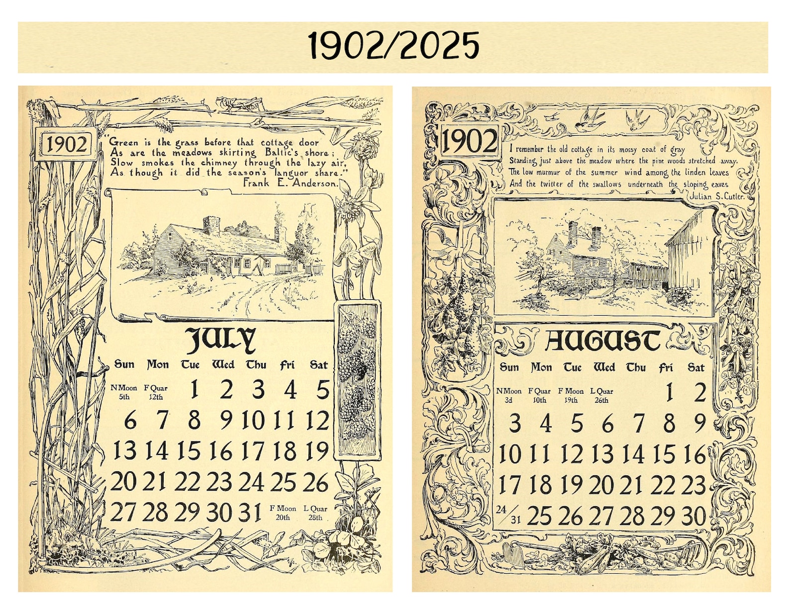 1902/2025 Calendar Ephemera: Vintage Images for Journals (digital ...