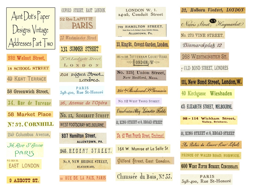 More Vintage Addresses Ephemera Part Two for Junk Journals, Card-making ...