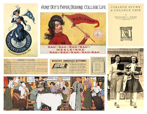 Vintage College Life Ephemera 8 Pages of Vintage Images for - Etsy