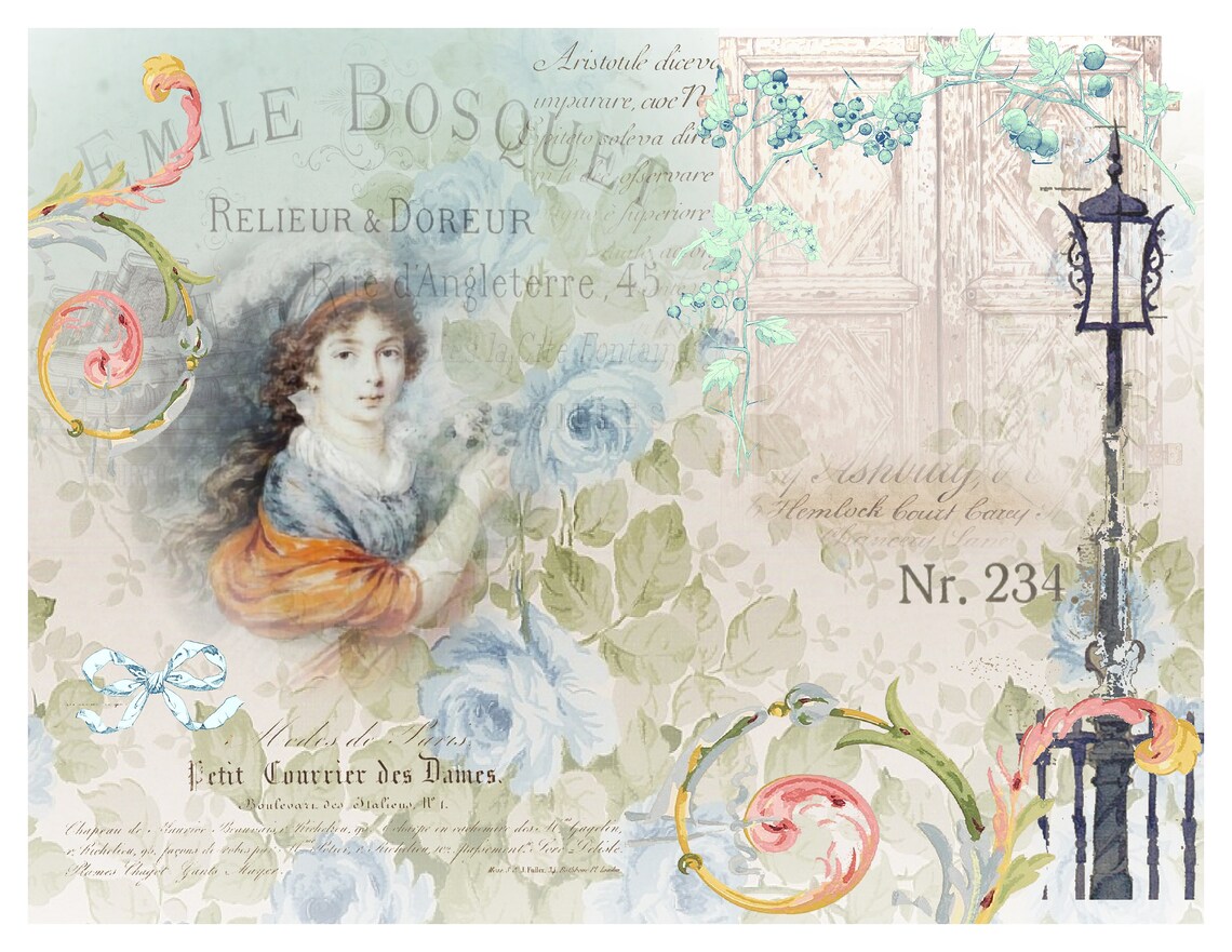 Blue Background/journal Pages 10 Pages for Junk Journals - Etsy